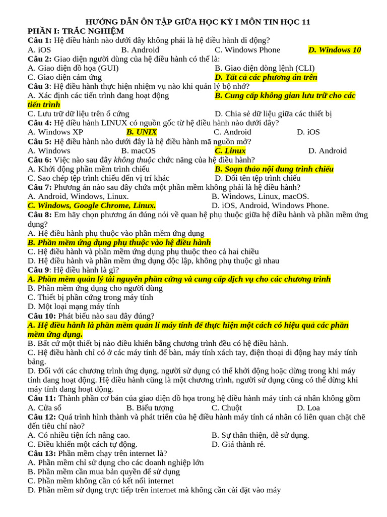 Hướng Dẫn Ôn Tập GHK1 2024 | PDF