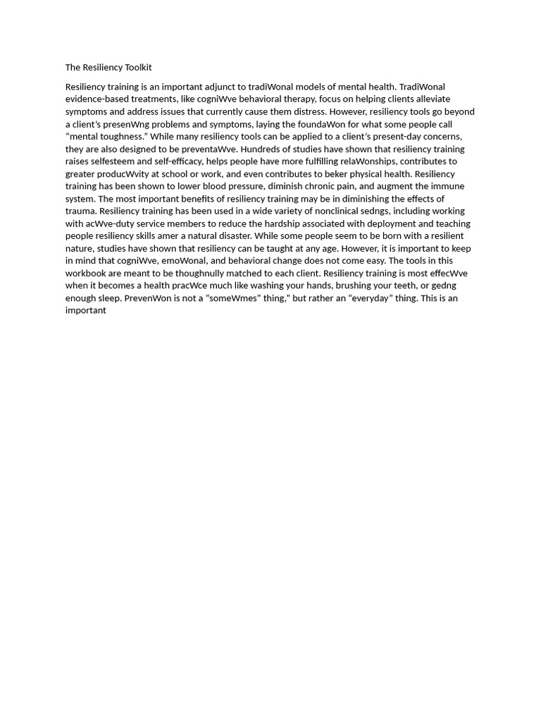 The Resiliency Toolkit | PDF