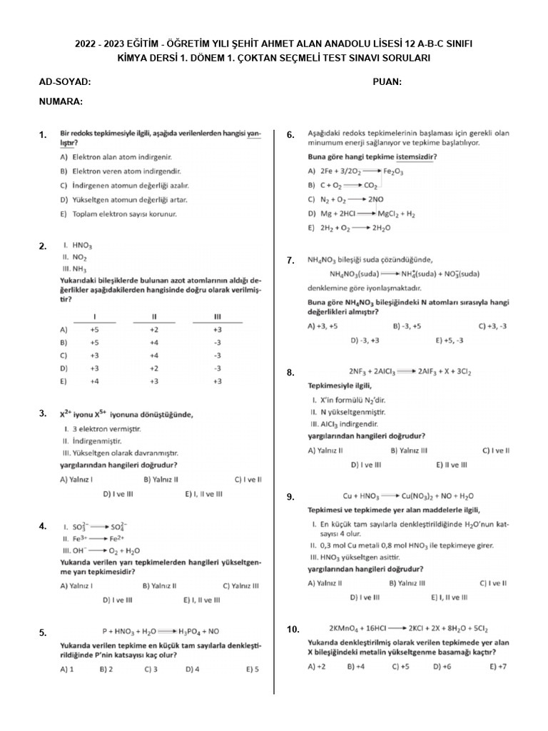 12 .Sinif Pi̇l Tarama | PDF