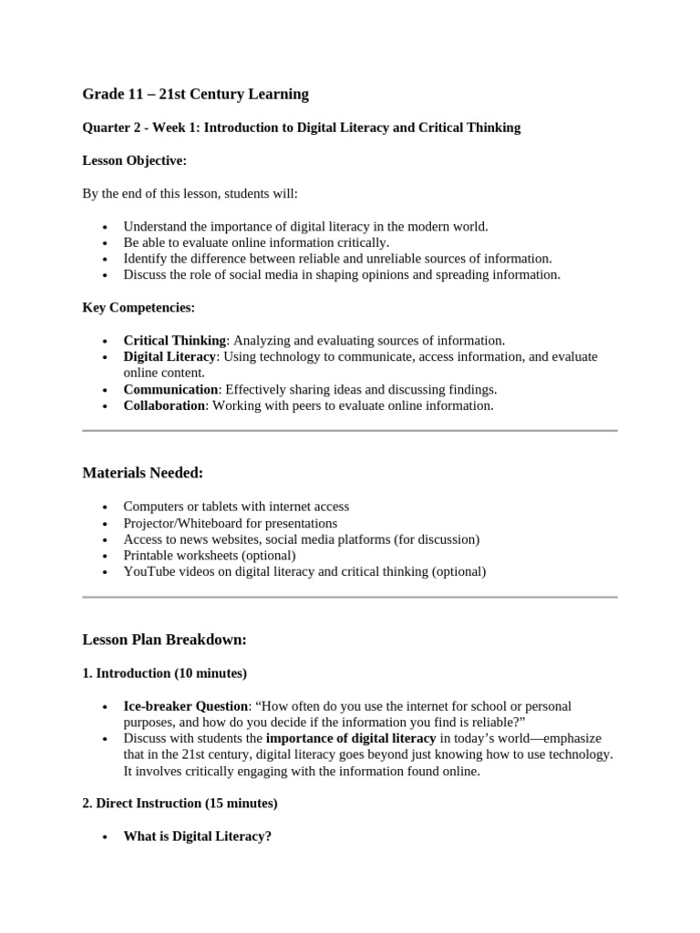 Discussion For 21st Century | PDF | Critical Thinking | Social Media