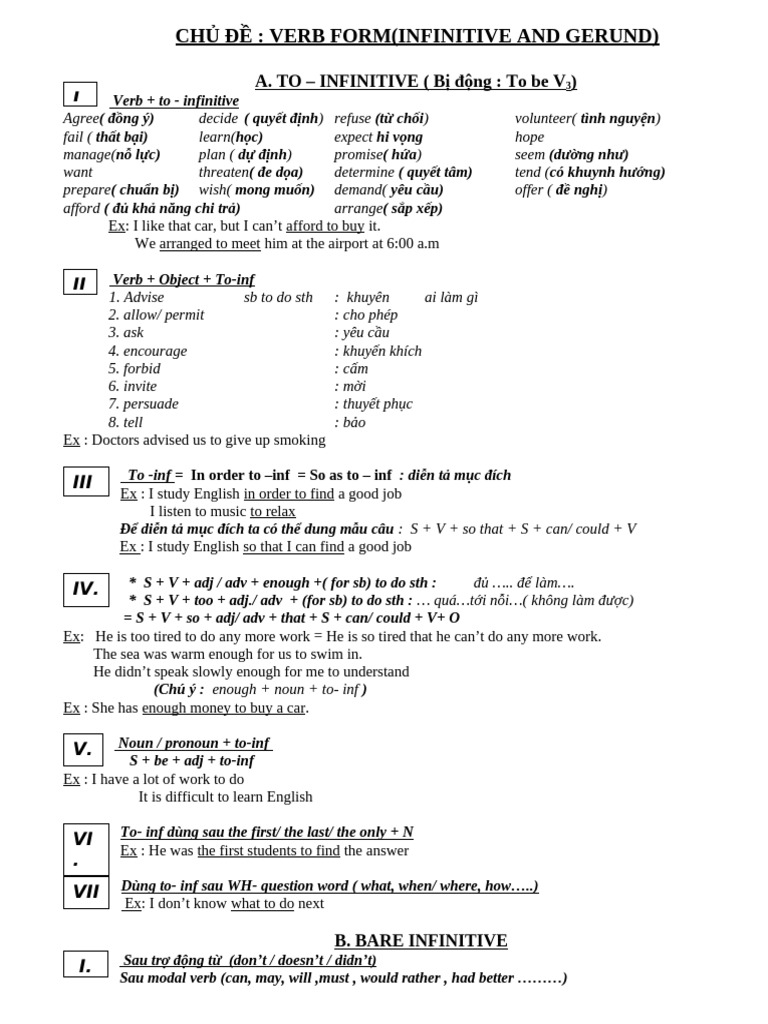 Ly Thuyet Ve Verb Form | PDF