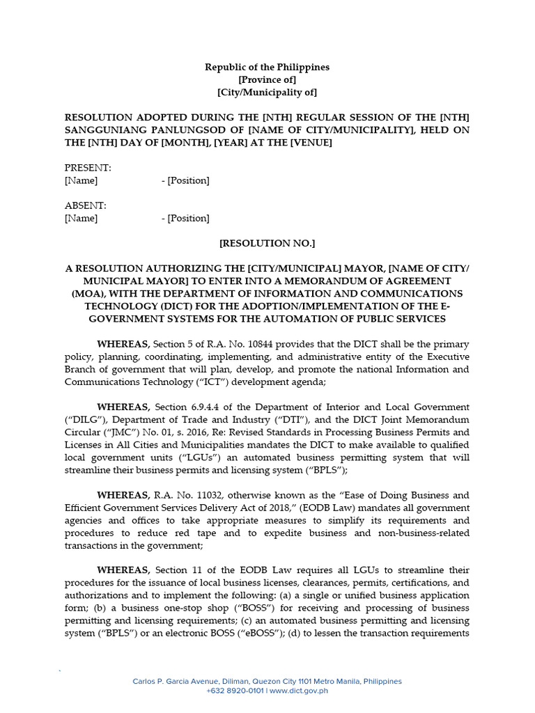 Template - SB Resolution - of - LGU | PDF | Government