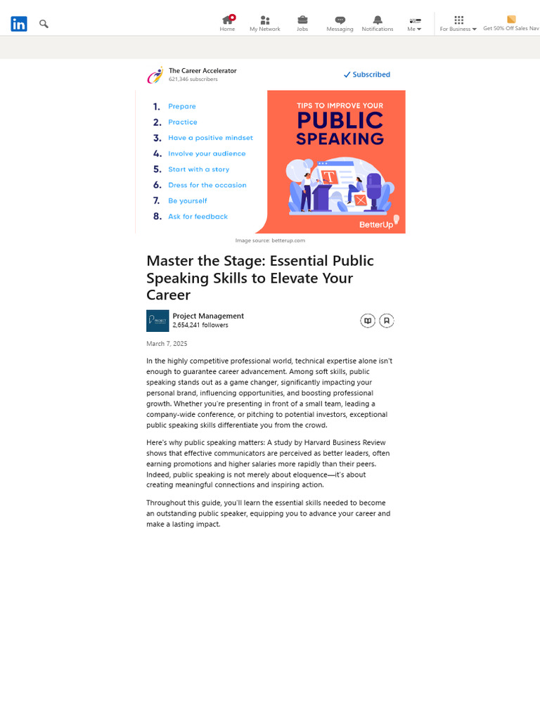 Master The Stage - Essential Public Speaking Skills To Elevate Your Career - LinkedIn | PDF ...