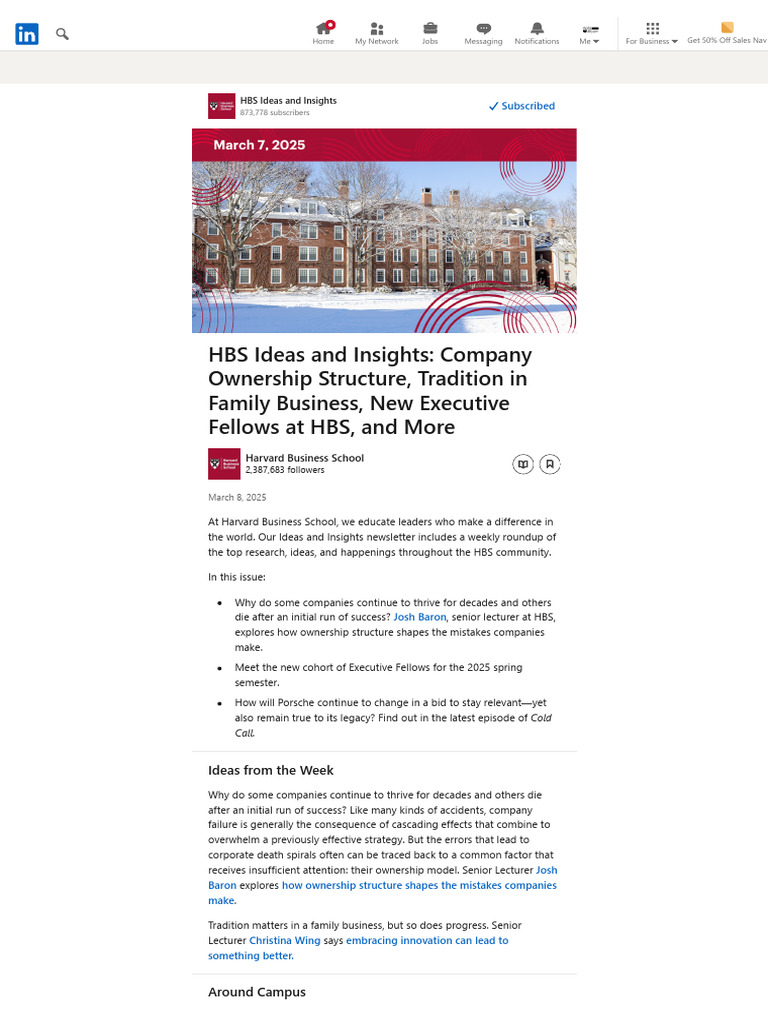 HBS Ideas and Insights - Company Ownership Structure, Tradition in ...