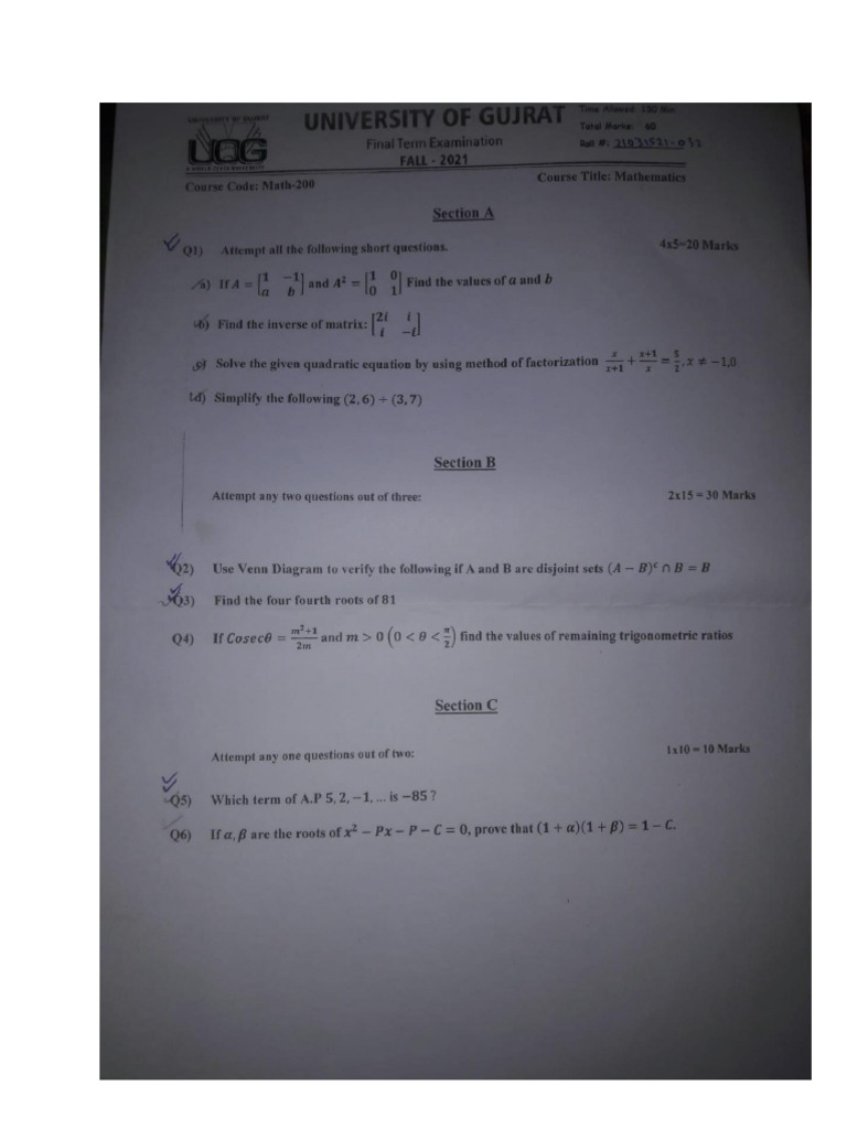 Maths-200 Paper | PDF