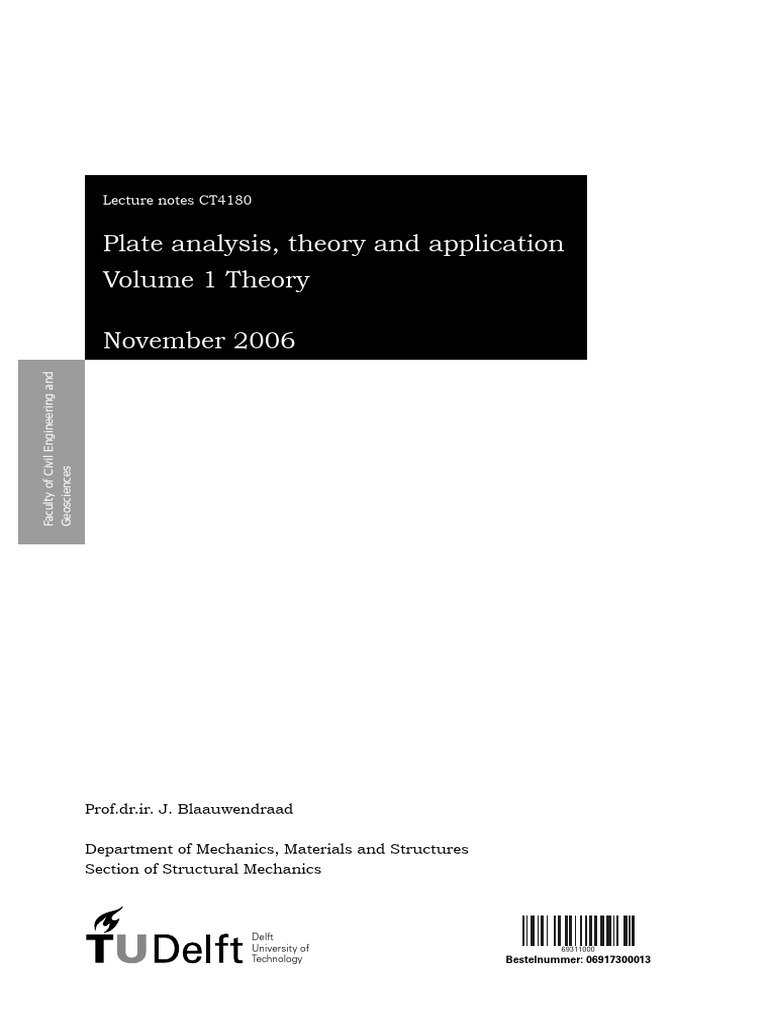 Plate Analysis Theory and Application Volume 1 Theory CT4180 | PDF ...