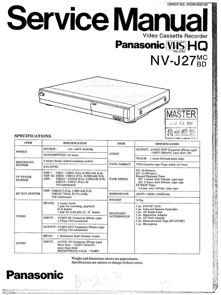 Panasonic Nv j27 | PDF