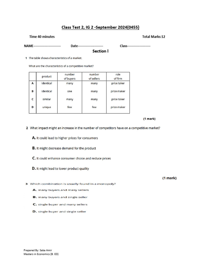Class Test 2 | PDF