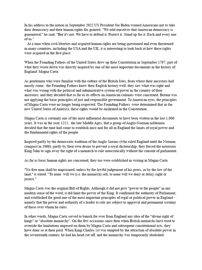 C2 Reading Week 2 | PDF | Republic | Magna Carta