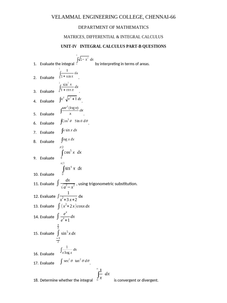 Unit-4 INTEGRAL CALCULUS - PART-B | PDF