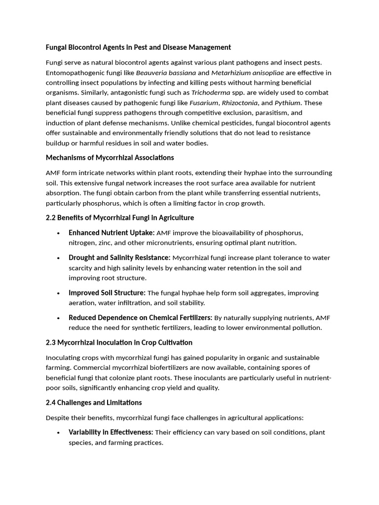 Fungal Biocontrol Agents in Pest and Disease Management | PDF | Fungus ...
