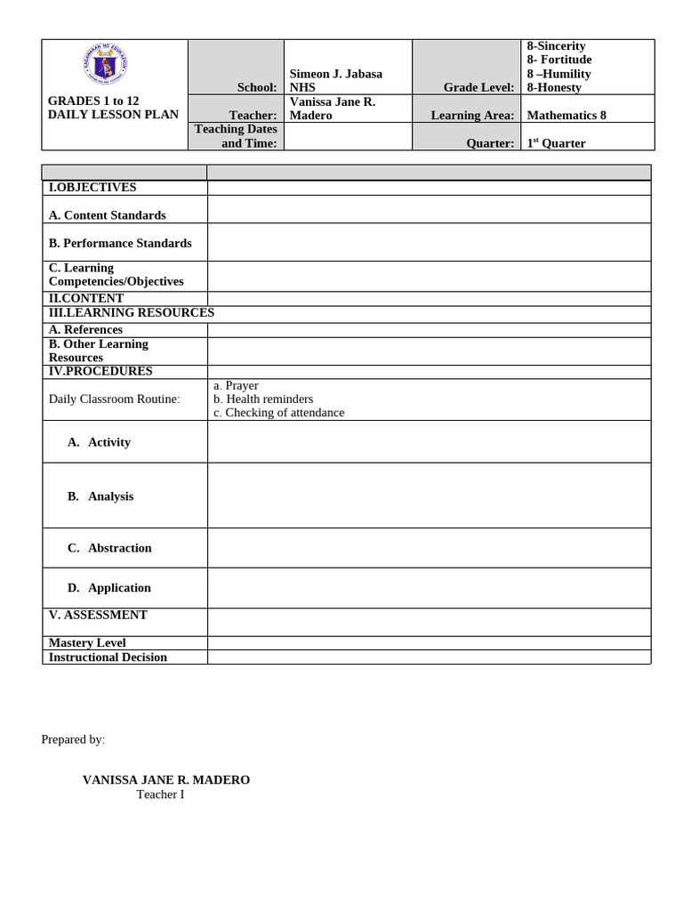 TEMPLATE 4A's DLP | PDF
