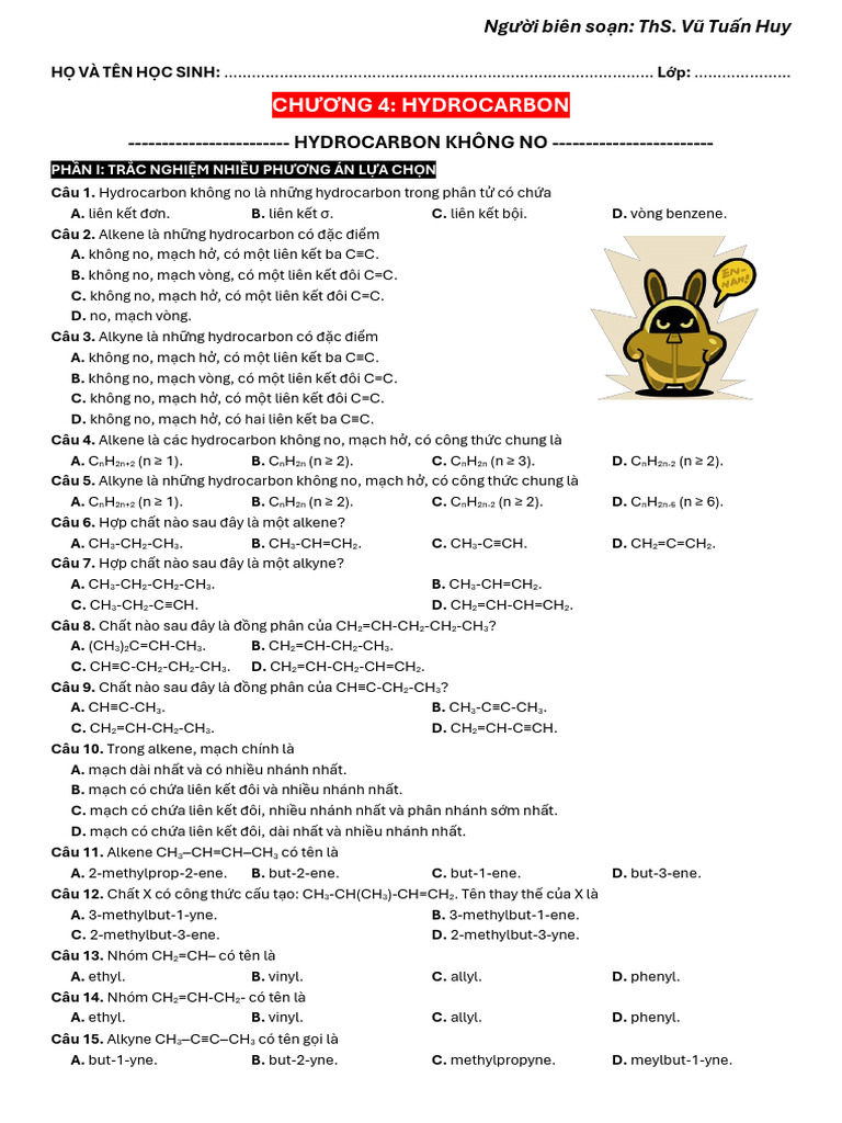 Chuong 4 - Hydrocarbon Không No | PDF