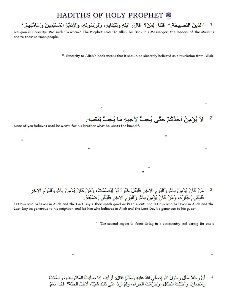 Hadiths of Holy Prophet | PDF | Prophets And Messengers In Islam | God ...