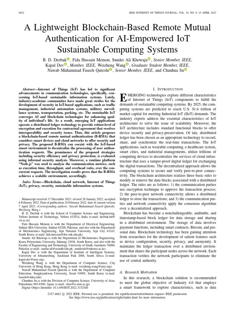 A Lightweight Blockchain-Based Remote Mutual | PDF | Internet Of Things ...