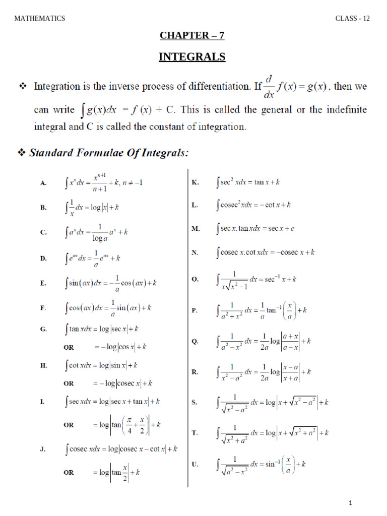 Integrals | PDF