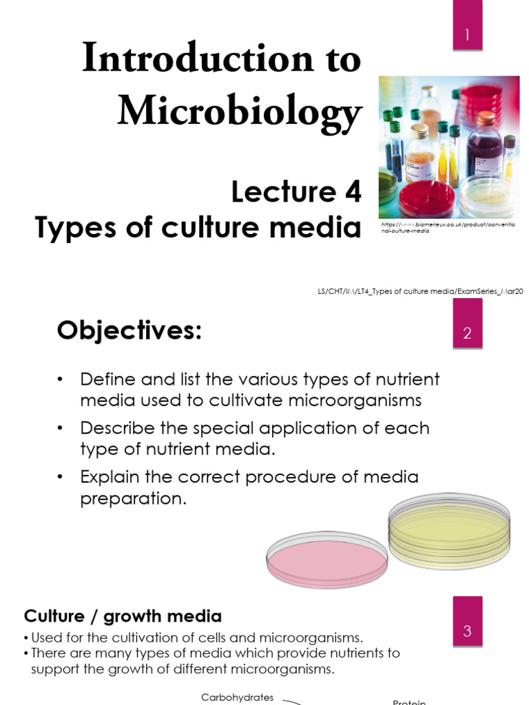 LT04 Types of Culture Media | PDF | Growth Medium | Biology