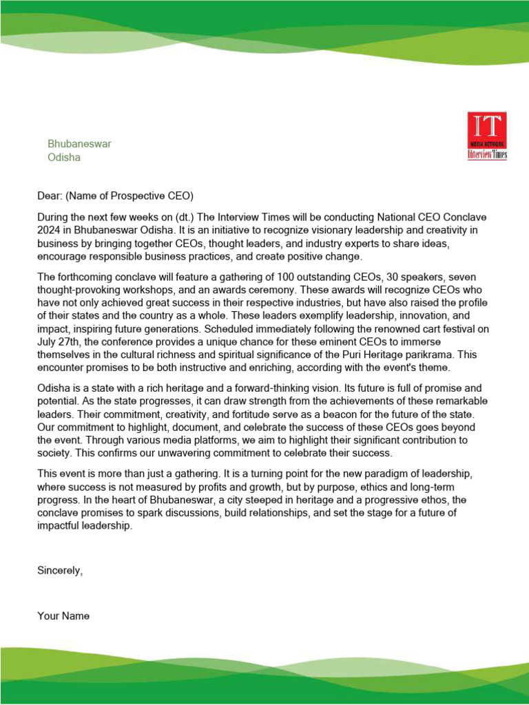 Invitation Letter To CEO | PDF
