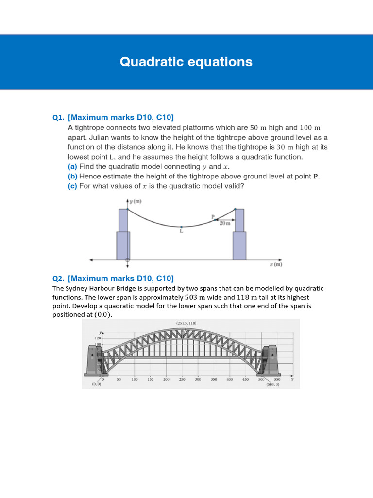 2.2-MYP - (Quadratic Function, C, D) - Test-4 | PDF | Quadratic Equation