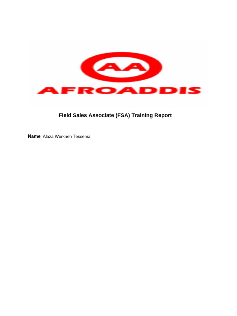 Field Sales Associate (FSA) Training Report | PDF | Sales | Competitive ...