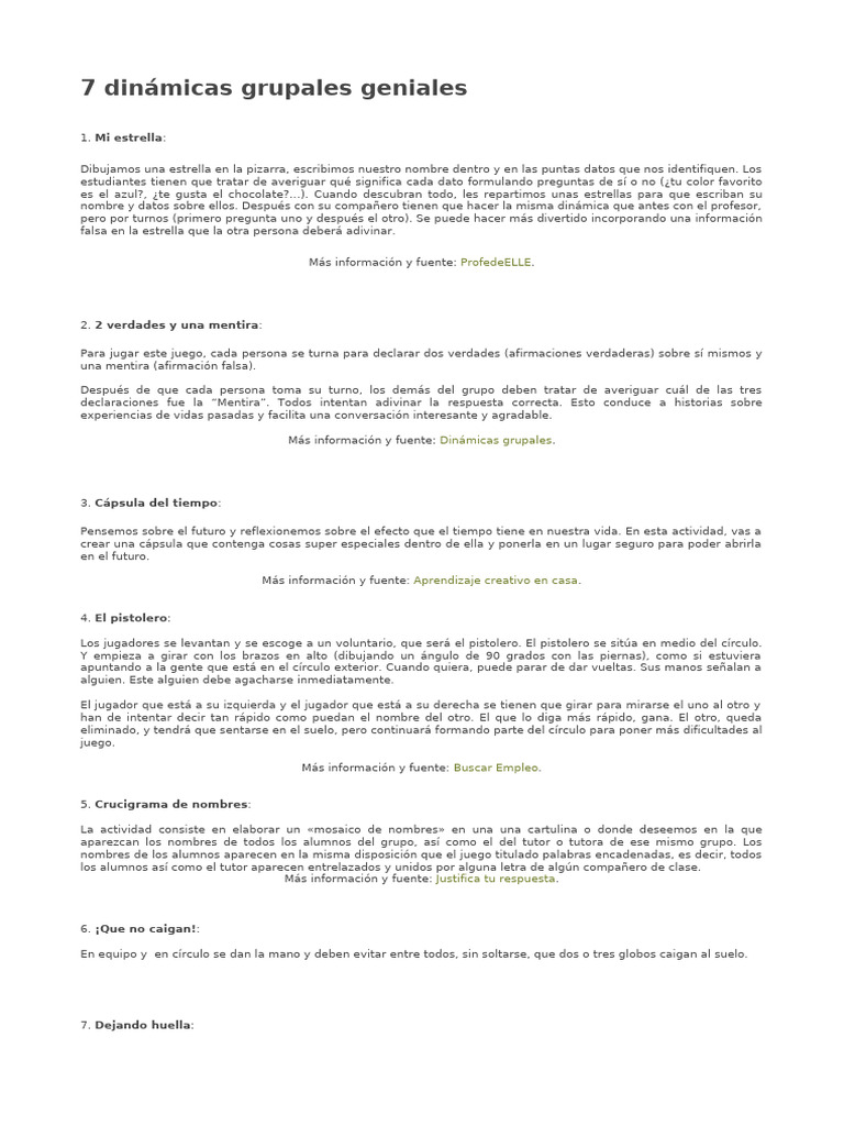 7 dinámicas grupales efectivas | PDF