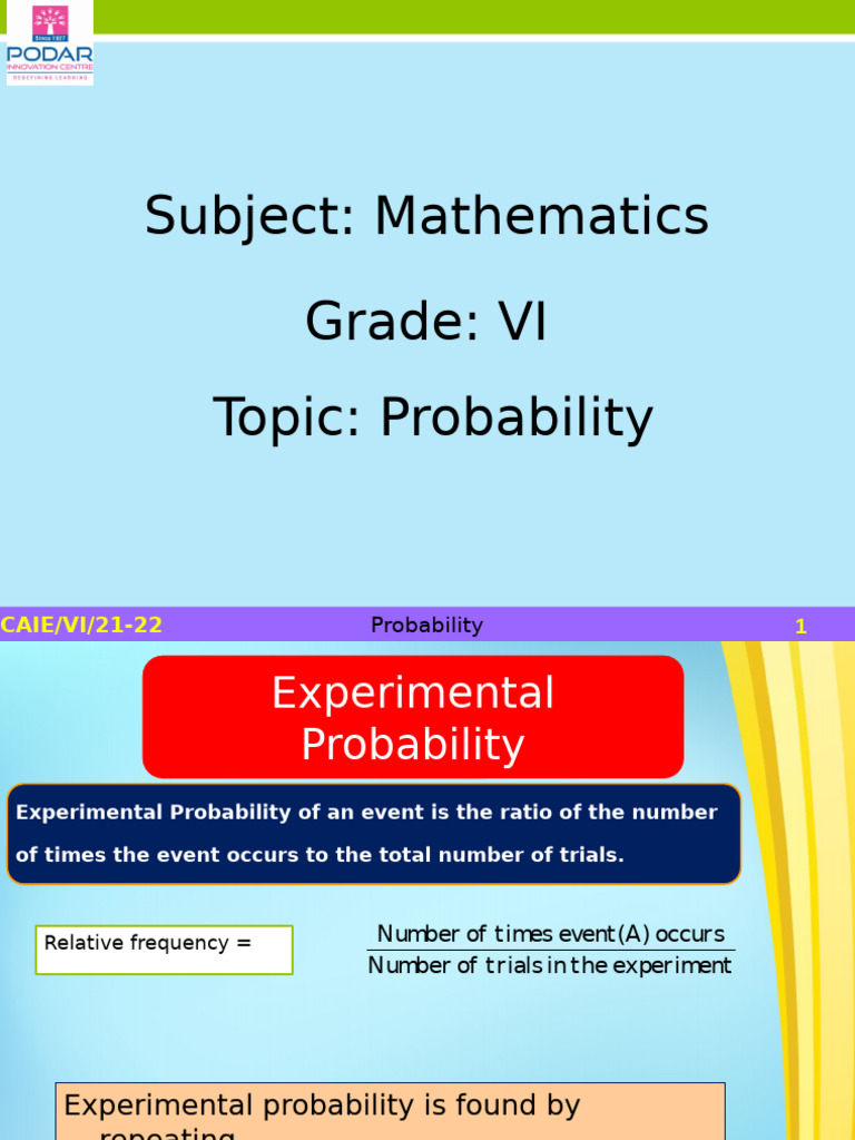 Understanding Experimental Probability for Grade VI | PDF | Probability ...