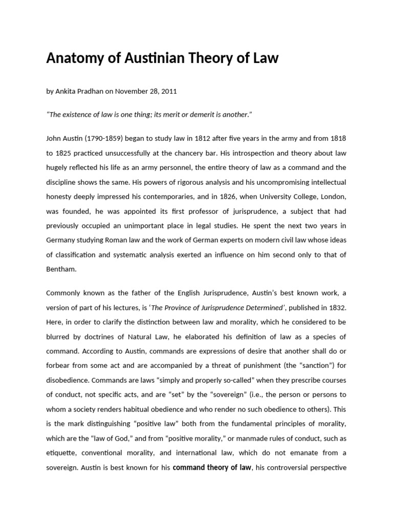 Anatomy of Austinian Theory of Law | PDF | Jurisprudence | Justice