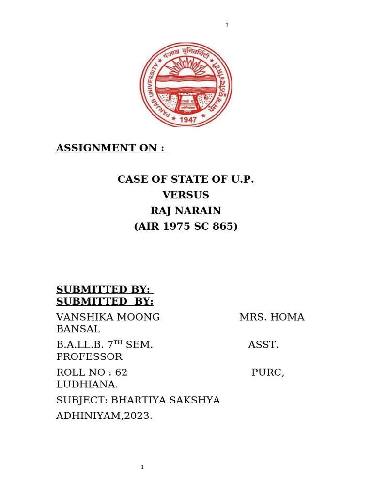 Raj Narain vs. State of UP Case Summary | PDF | Supreme Court Of India ...