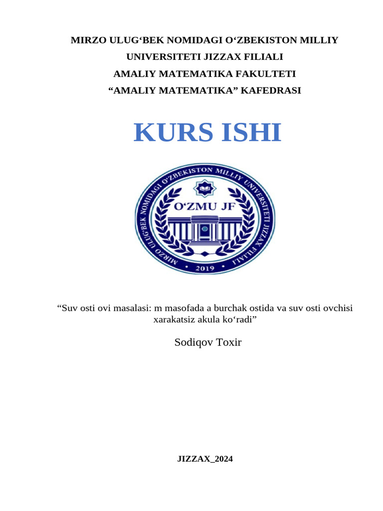 Toxir - Modellashtirish.kurs Ishi | PDF