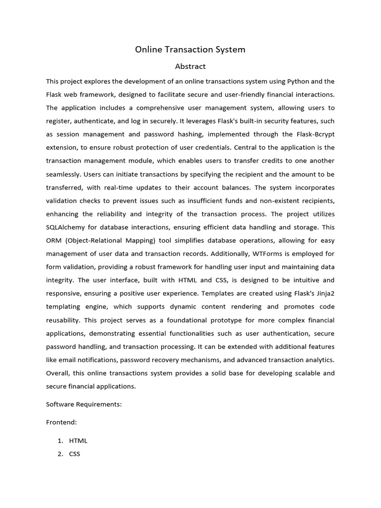 Online Transaction System | PDF | Databases | Software Framework