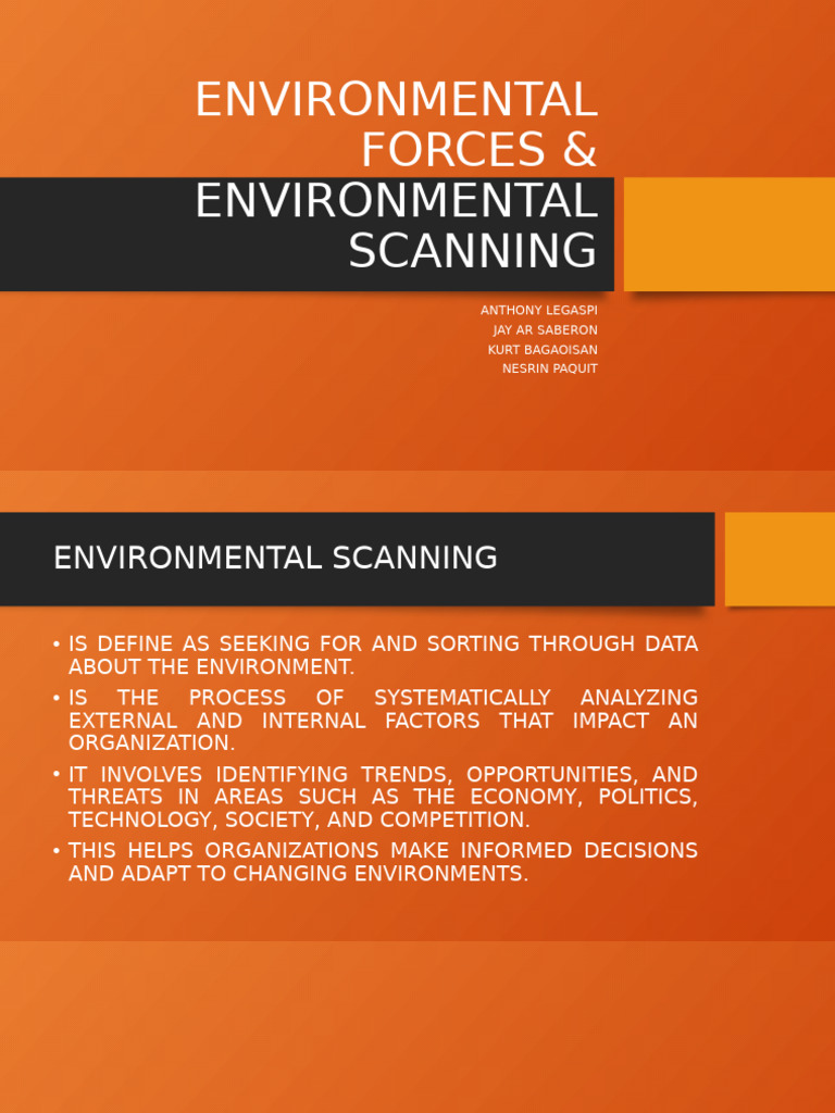 Environmental Forces & Environmental Scanning | PDF | Supply Chain | Strategic Management