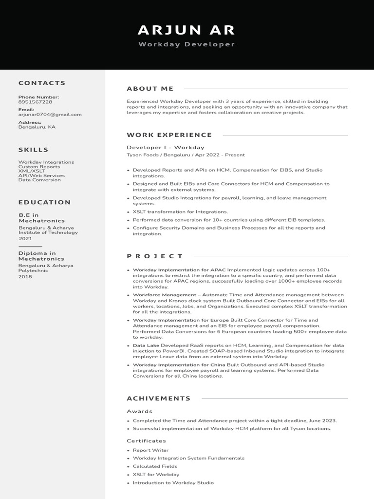Wd Resume - Arjun Ar | PDF | Xslt | Business