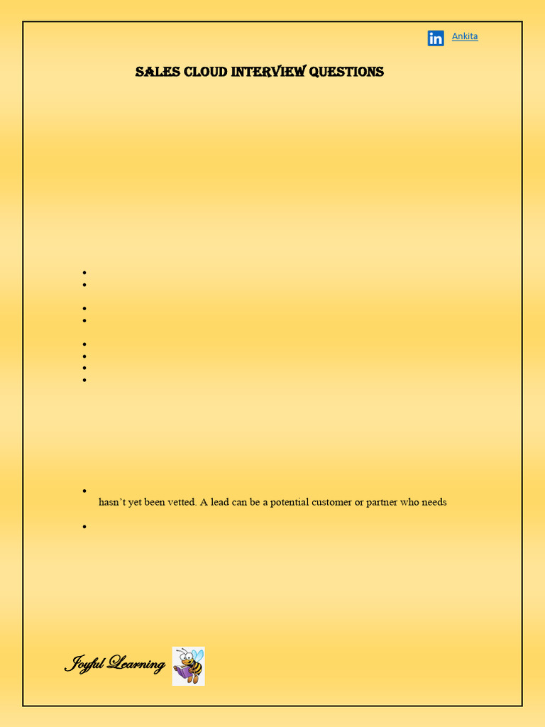 Salesforce Sales Cloud Interview Guide | PDF | Sales | Cloud Computing