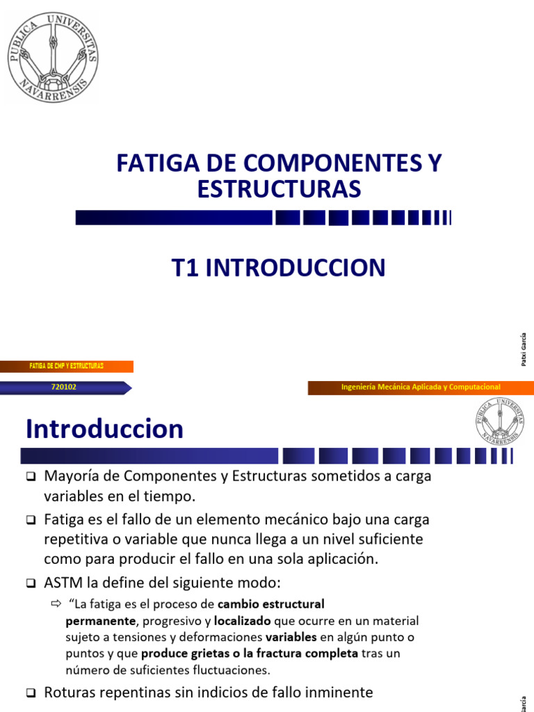 T1 Introduccion | PDF | Fatiga (material) | Fractura