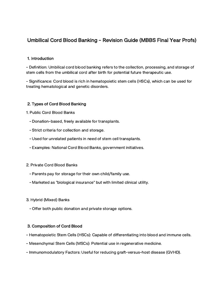 Umbilical Cord Blood Banking Guide | PDF | Hematopoietic Stem Cell ...