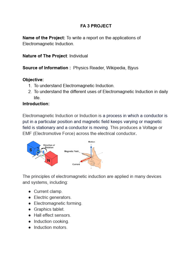 10 Fa3 Project | PDF | Electric Generator | Electromagnetic Induction