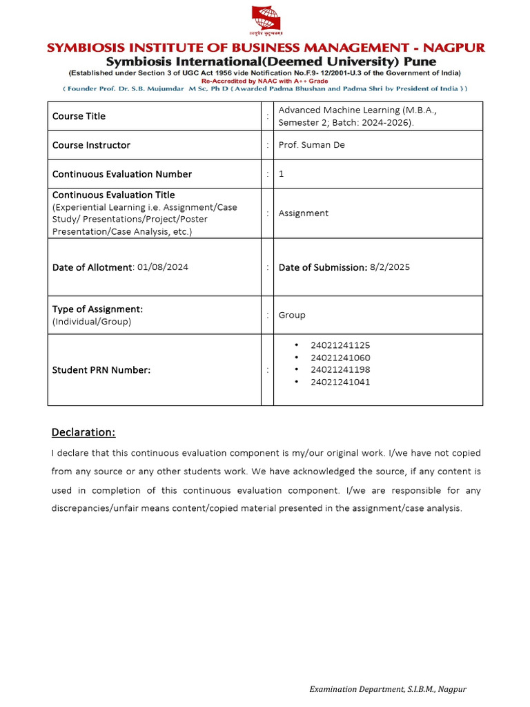 AI-ML (Github Link) | PDF