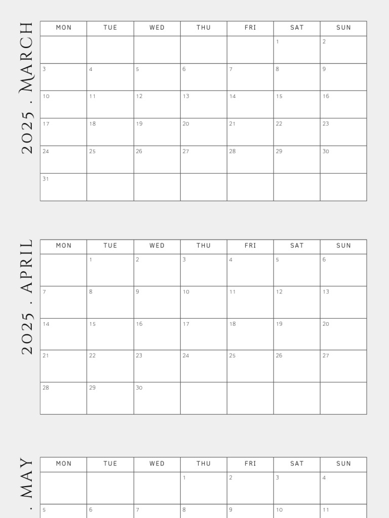 Gray Simple Minimalist Planner 2025 Calendar | PDF