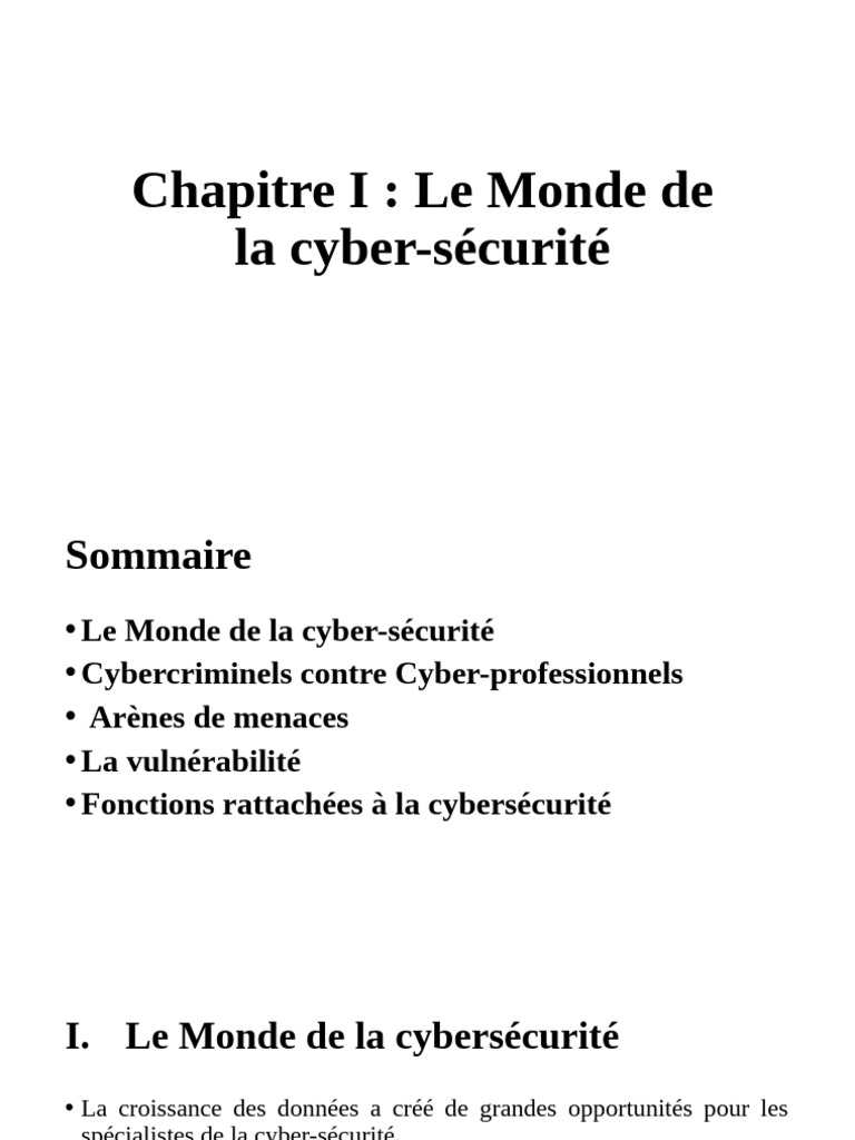 Chapitre I | PDF | Sécurité des systèmes d'information | Sécurité