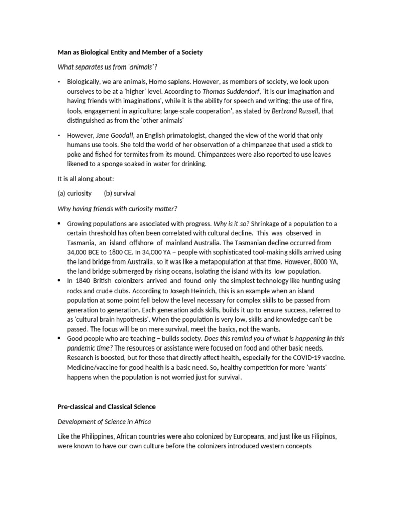 Man as Biological Entity and Member of a Society | PDF | Charles Darwin