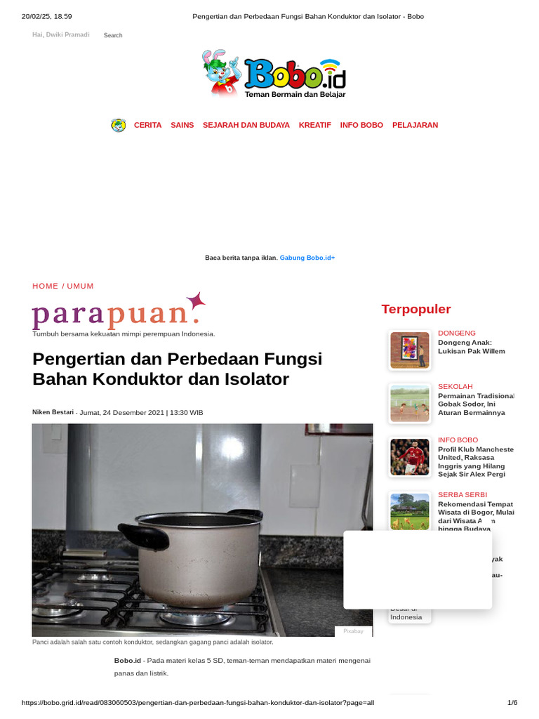 Pengertian Dan Perbedaan Fungsi Bahan Konduktor Dan Isolator - Bobo | PDF