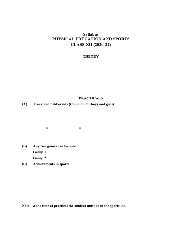 12th Physical Education and Sports Syllabus 2024-25 2 | PDF