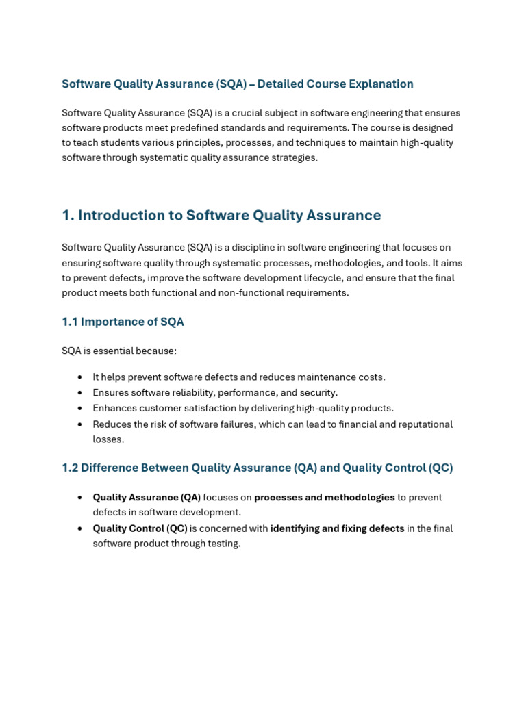 Intro to SQA | PDF | Software Testing | Software Quality