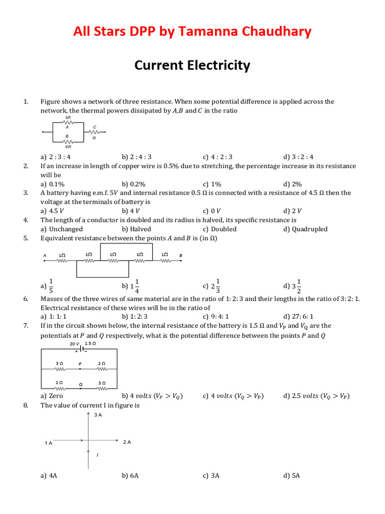 All Stars DPP - Current Electricity | PDF | Voltage | Electric Current