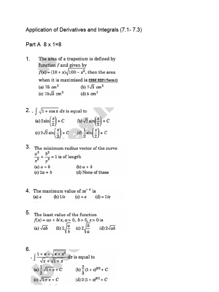 Application of Derivatives and Integrals (7 | PDF