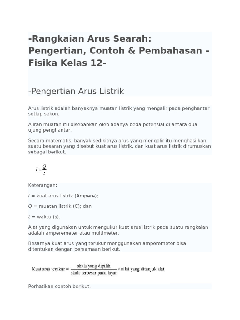 Rangkaian Arus Searah: Pengertian & Contoh | PDF