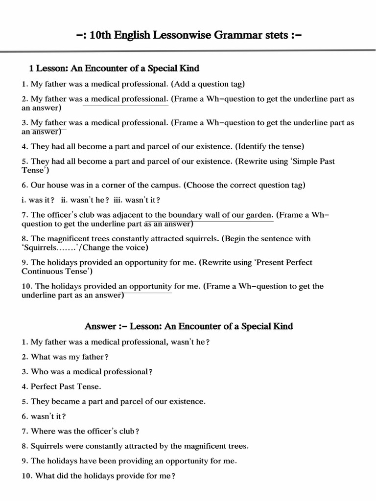 10th English Lessonwise Grammar stets_20230814-205423 | PDF