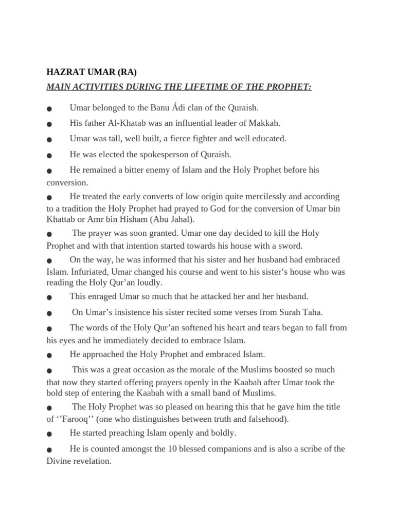 HAZRAT UMAR | PDF | Umar | Muhammad