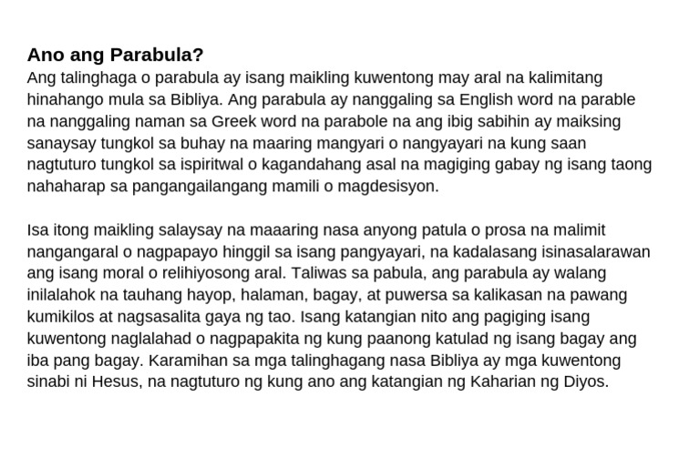 Ano Ang Parabula | PDF