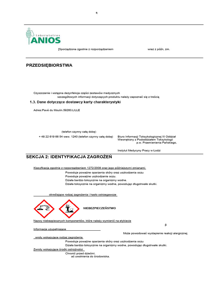 Karta Charakterystyki Aniosyme DD1 | PDF